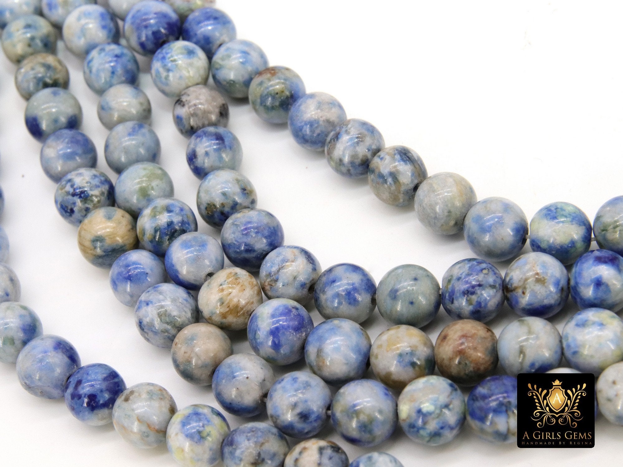 Natural Crazy Lace Blue Agate Beads, Smooth Round Beige and White ...