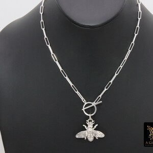 Queen Bee Chain Necklace, 925 Sterling Silver Toggle, Bumble Bee ...