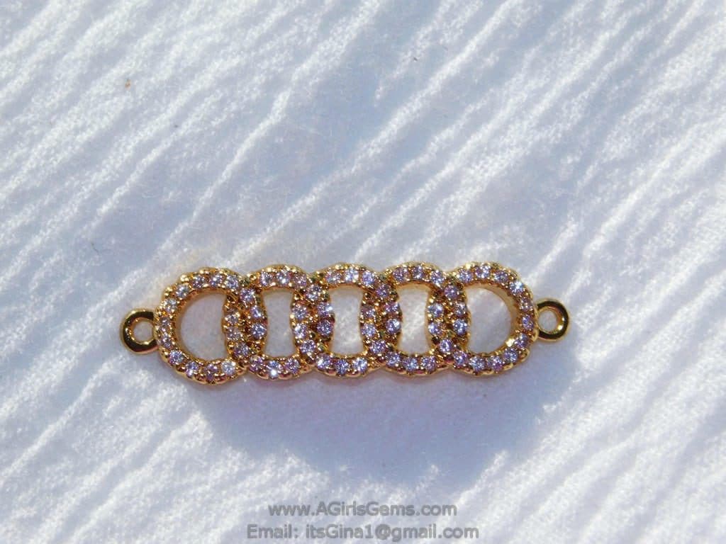 CZ Gold 5 Ring Circle Connector, Cubic Zirconia Circle of Life Link #9 ...