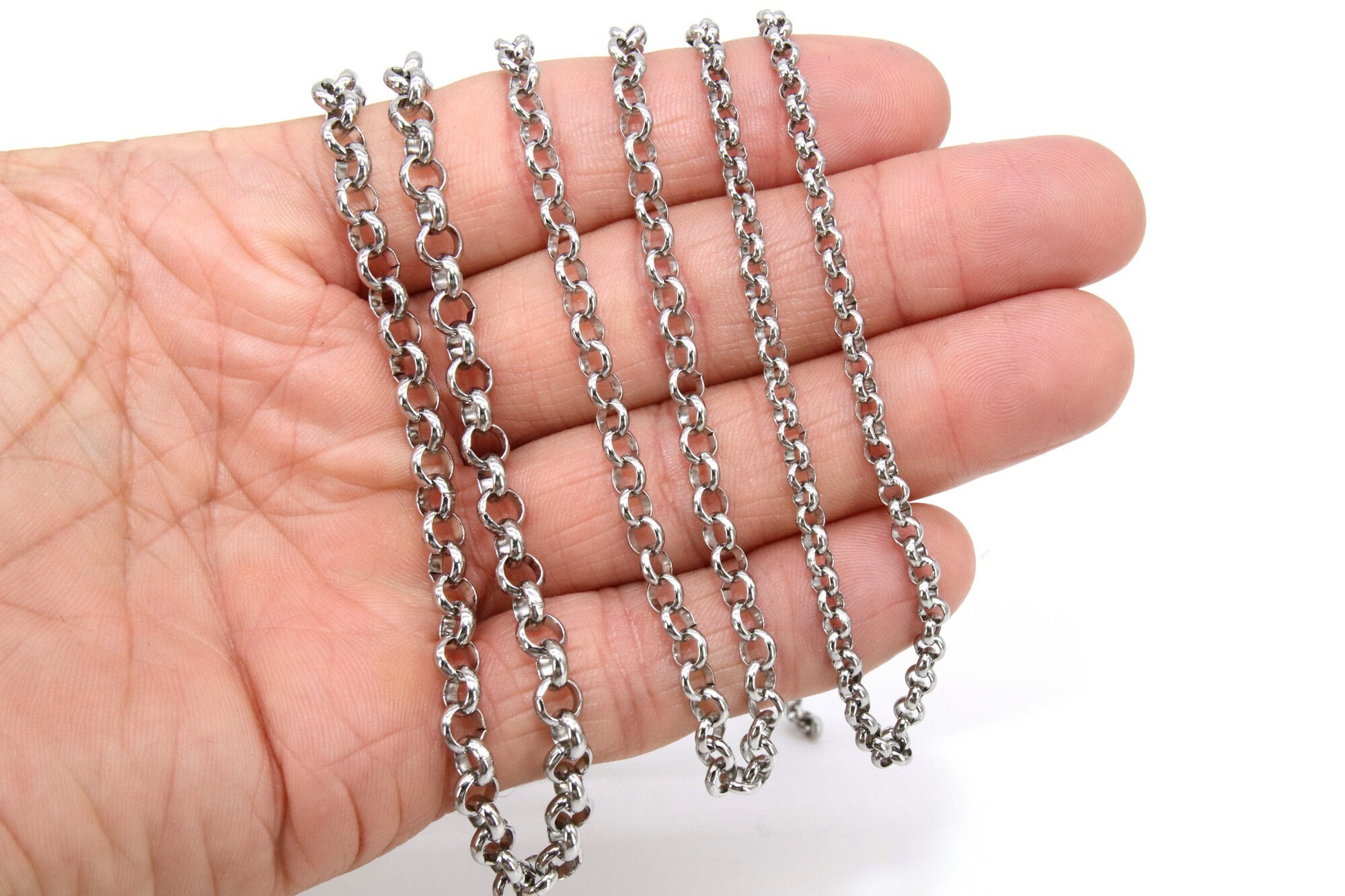 Stainless Steel ROLO Chain 4 5 and 6 Mm Silver Chains Large - Etsy