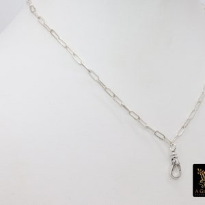 Silver Swivel Fob Chain Necklace, 925 Sterling Silver Drawn Rectangle ...