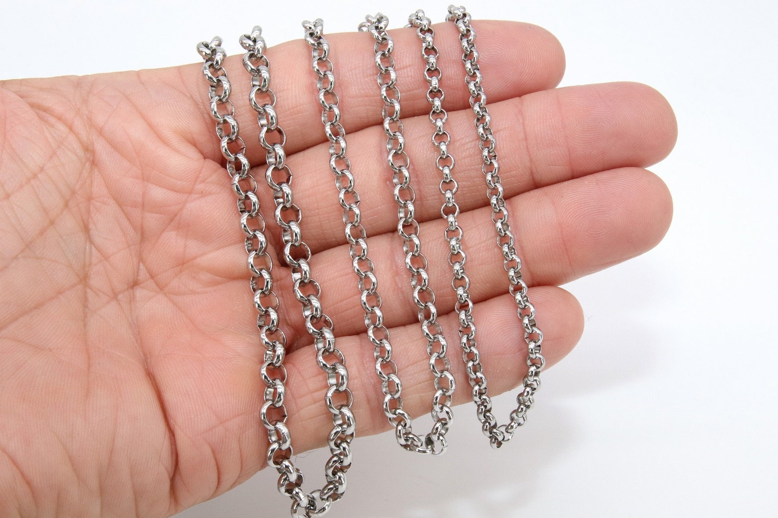 Stainless Steel ROLO Chain 4 5 and 6 Mm Silver Chains Large - Etsy