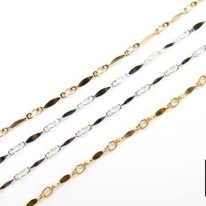 14 K Gold Filled Dapped Bar Jewelry Chains, 8.2 Mm 925 Sterling Silver ...