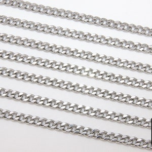 Stainless Steel Chain, 304 Silver Flat Dainty Curb Chains CH #213, 7 Mm ...