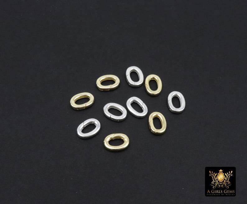 925 Sterling Silver Oval Push Clasp, 10 Mm Silver Spring Oval Shaped ...