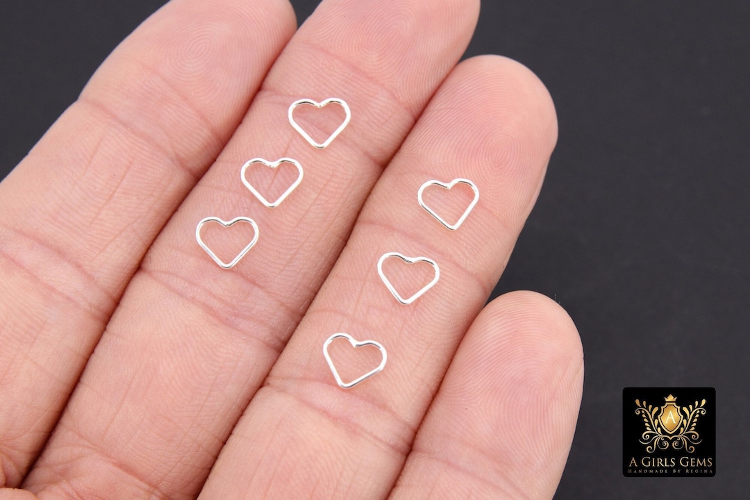 925 Sterling Silver Heart Charms, 7 Mm Silver Soldered Links # 2203 ...