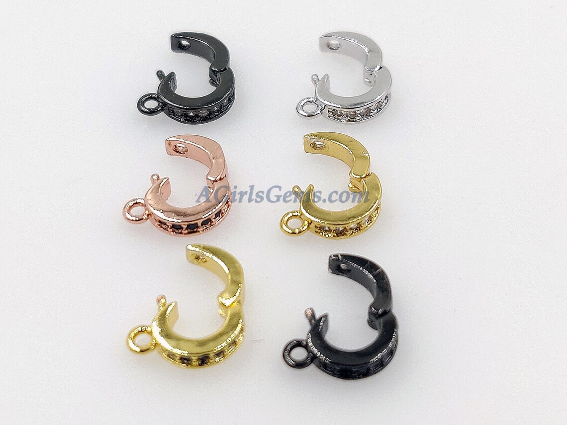 Bail Enhancer Ring Clasps or Bail, 3 Pcs Black or Rose Gold CZ Pave ...