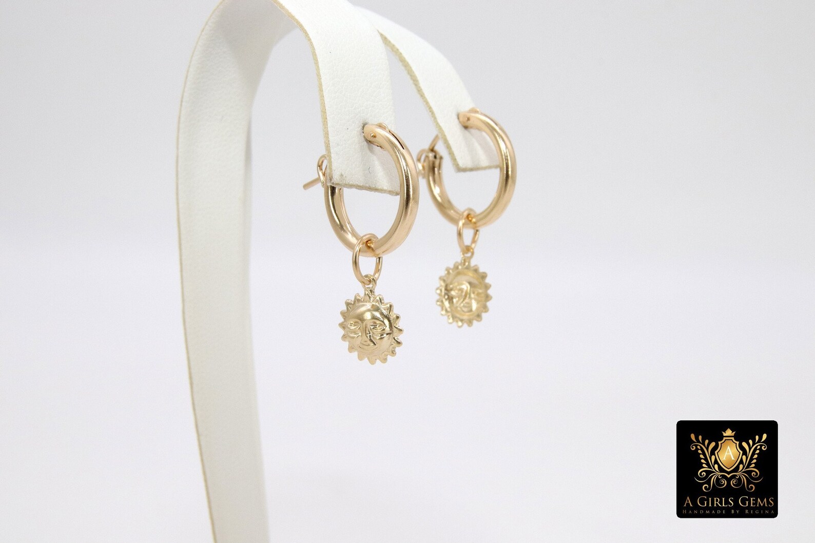 14 K Gold Filled Hoop Charms Gold Hooplet Dangle Sun Charms - Etsy