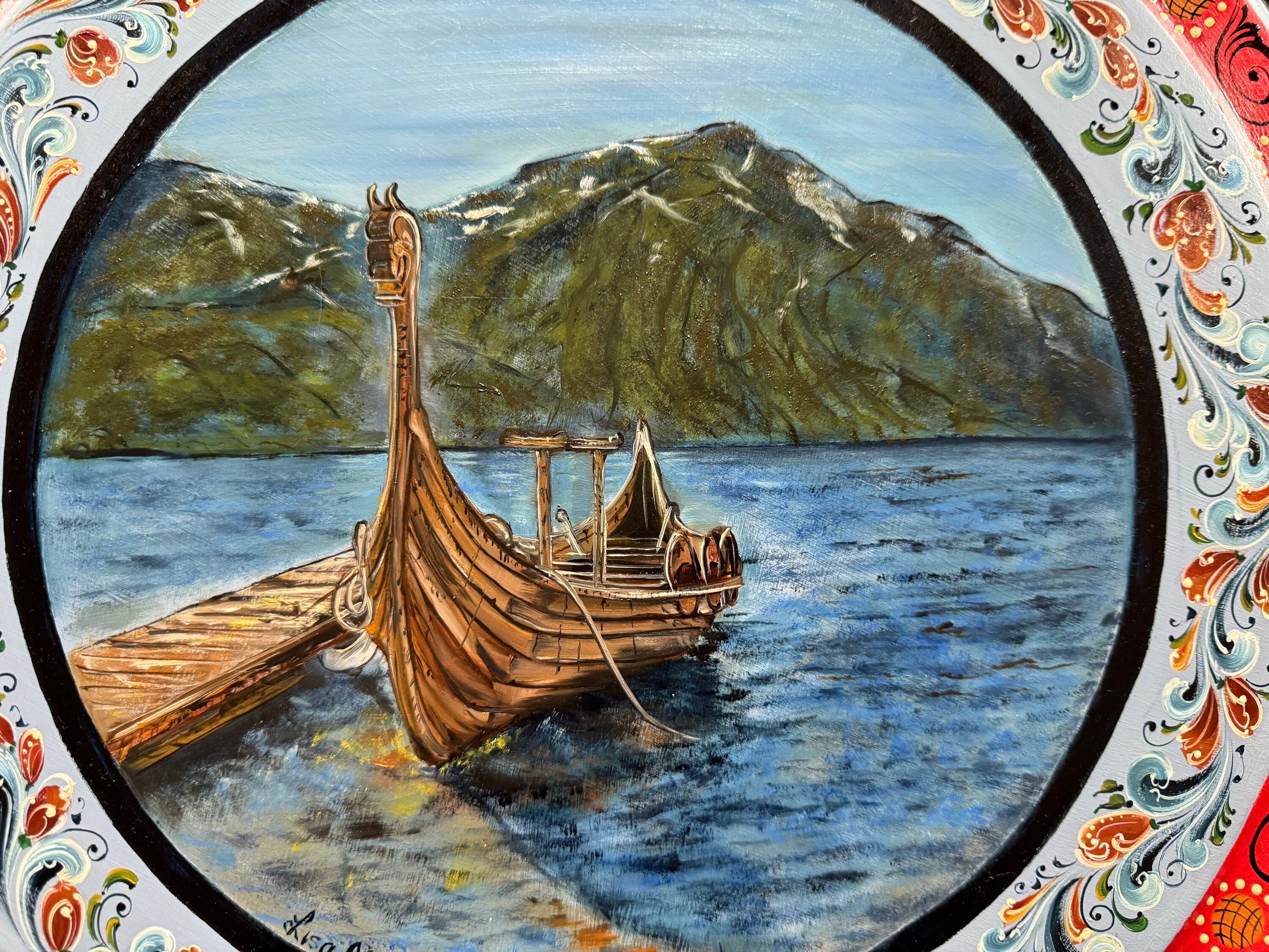 Rosemaled Telemark 16 Wooden Plate Viking Ship Fjord and Mountains - Etsy