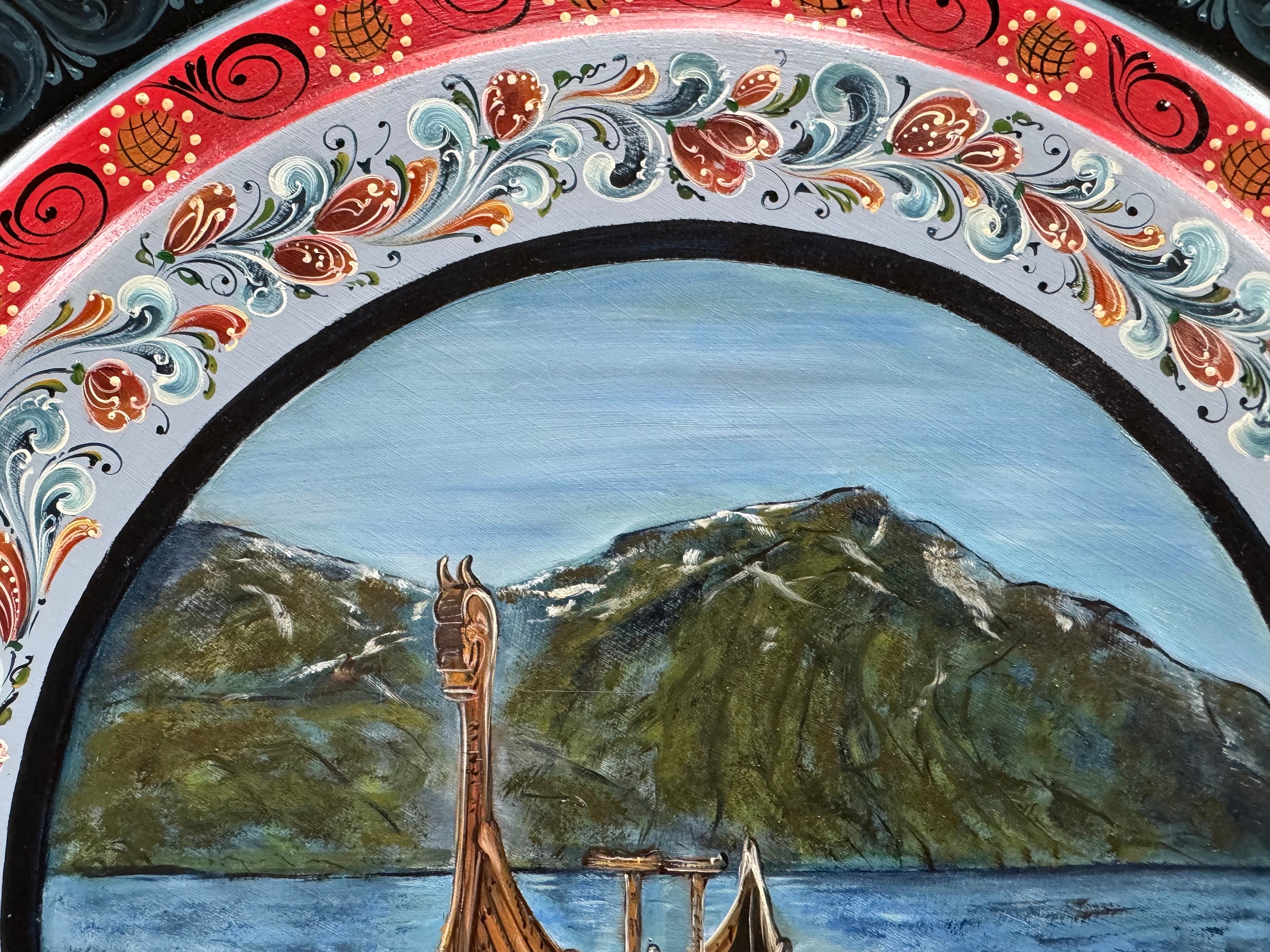 Rosemaled Telemark 16 Wooden Plate Viking Ship Fjord and Mountains - Etsy