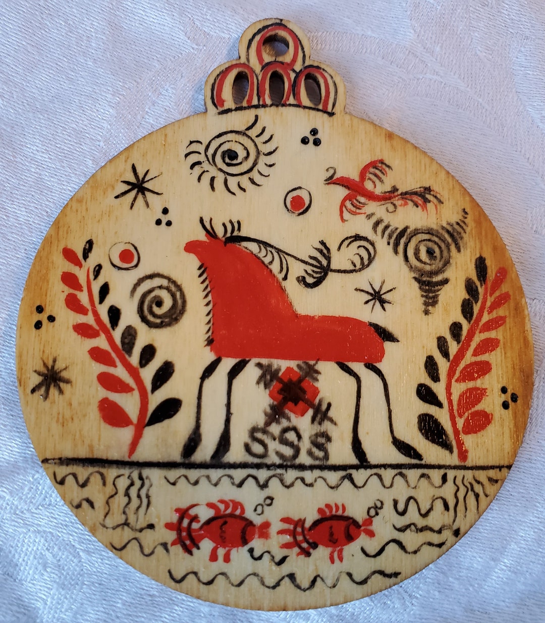 Russian Mezen Style Wooden Ornament - Etsy