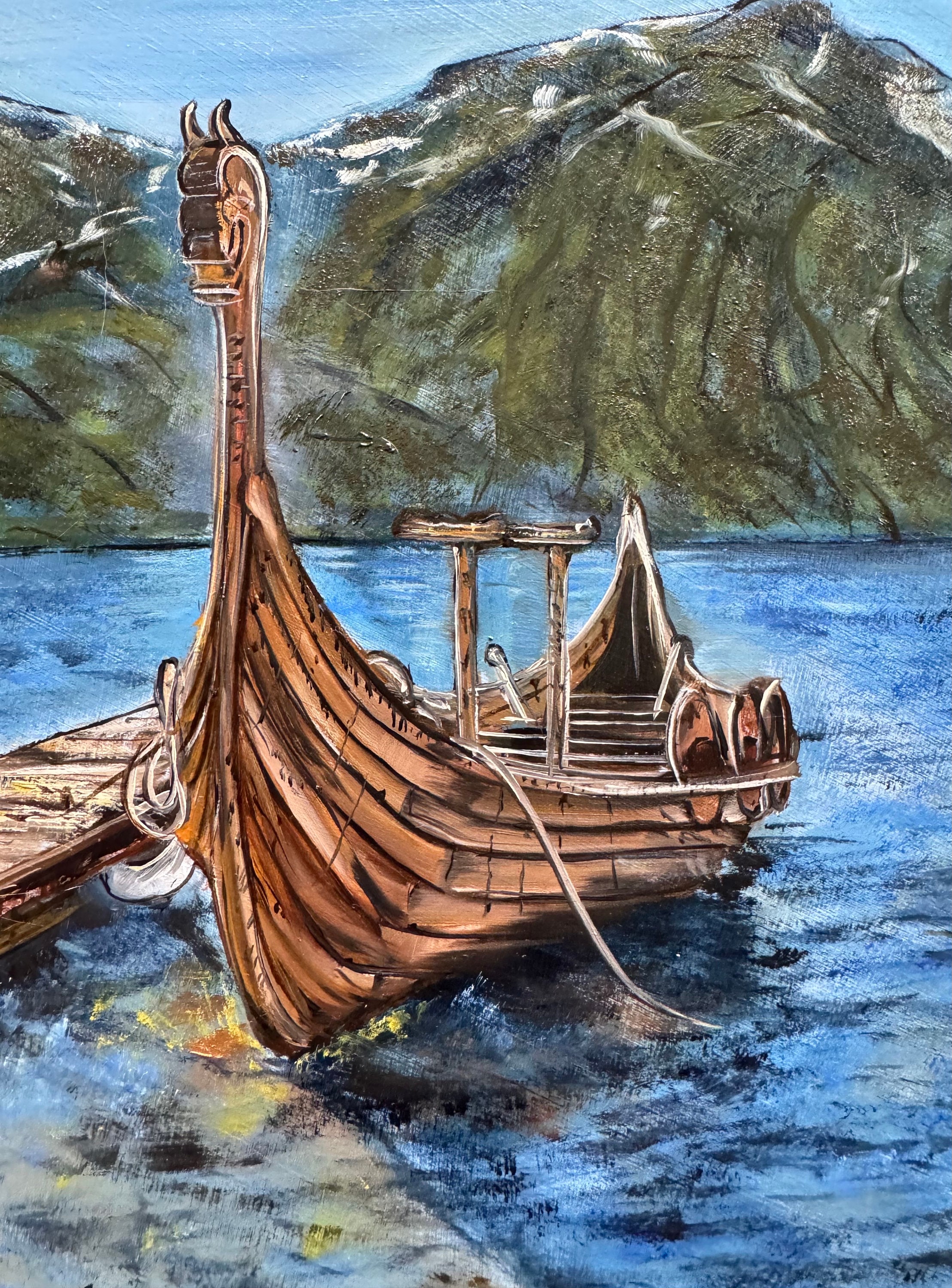 Rosemaled Telemark 16 Wooden Plate Viking Ship Fjord and Mountains - Etsy