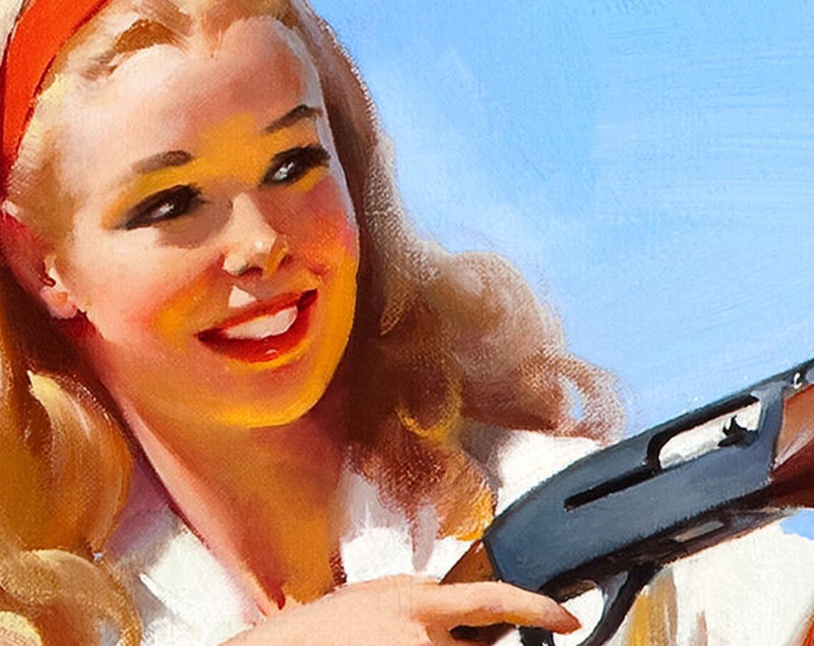 1974 "skeet Club" Vintage Style Elvgren Pin-up Girl Shooting Poster - Etsy