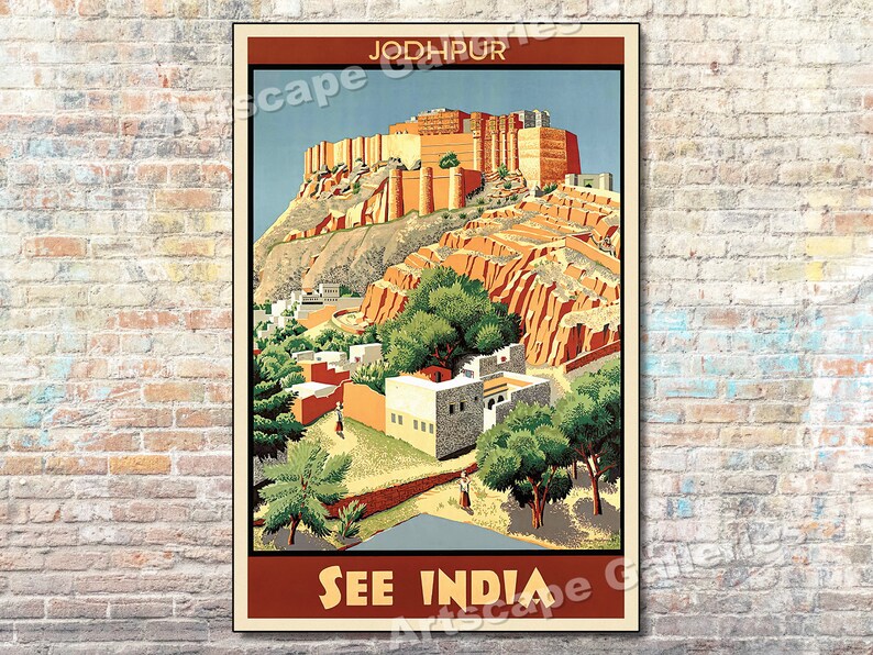 See India - Walled City of Jodhpur - 1930s Vintage Travel Poster - Etsy