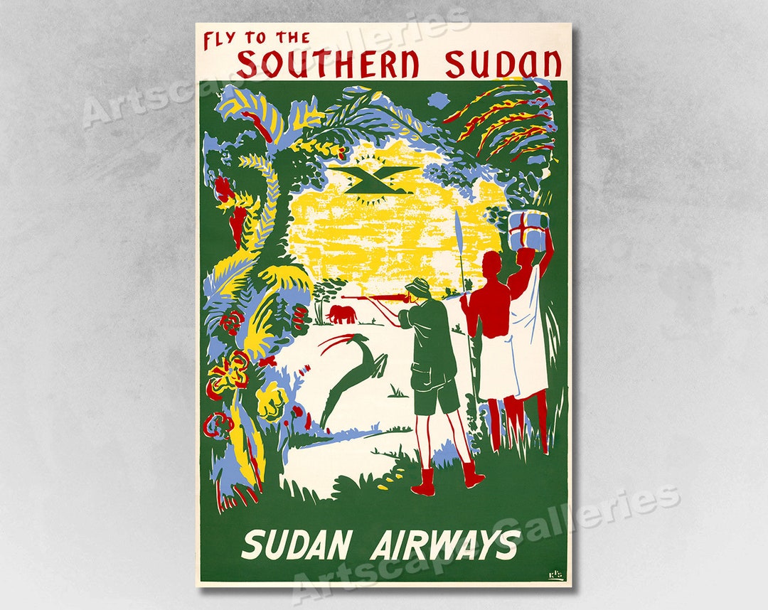 Fly to the Southern Sudan 1960s Vintage Style Travel Poster - Etsy
