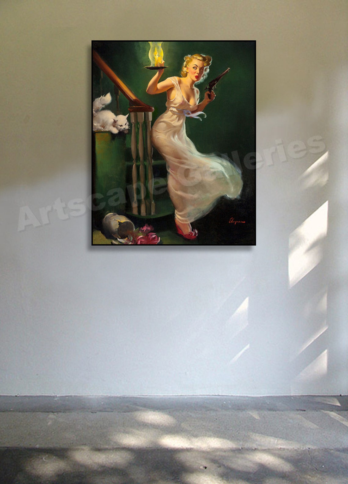 Elvgren "looking for Trouble" Vintage Style Pin-up Girl Gun Poster - Etsy