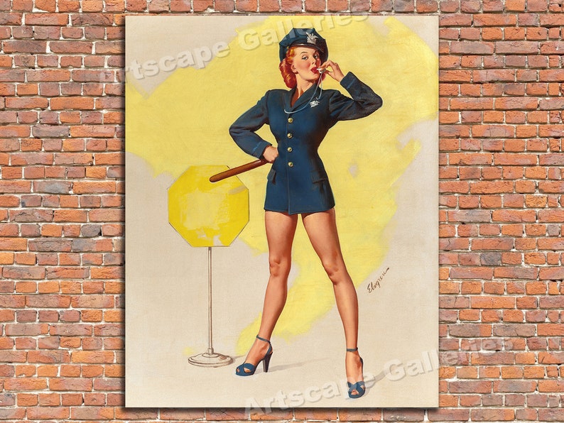 Stop! "a Real Stopper" Vintage Style Elvgren Police Woman Pin-up Girl ...