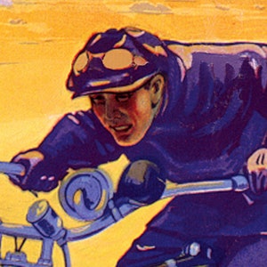 1913 the Flying Merkel Motorcycle Touring Poster Crossing American ...