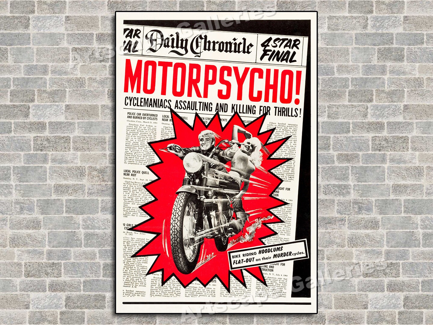 1965 "motorpsycho!" Classic Vintage Style Motorcycle Movie Poster - Etsy