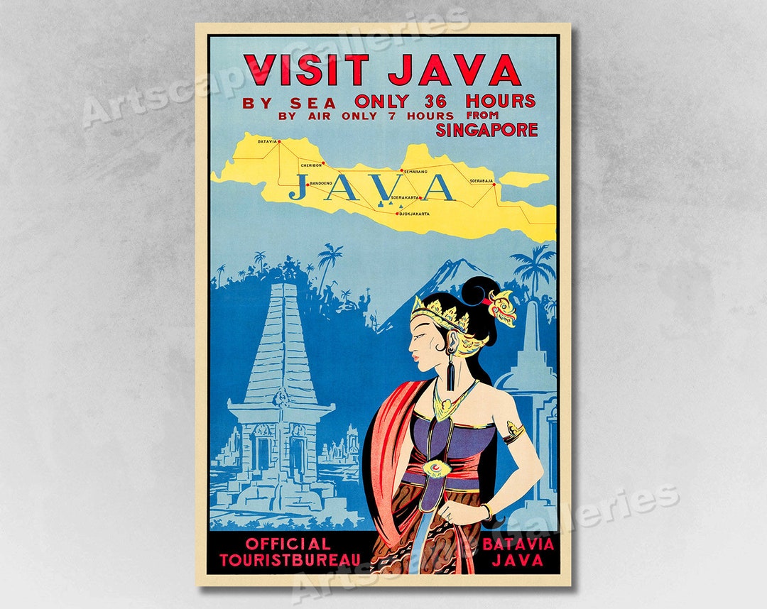 Visit Jakarta Java - 1930s Vintage Style Classic Travel Poster - Etsy