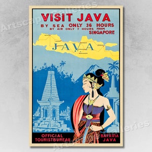 Visit Jakarta Java - 1930s Vintage Style Classic Travel Poster - Etsy