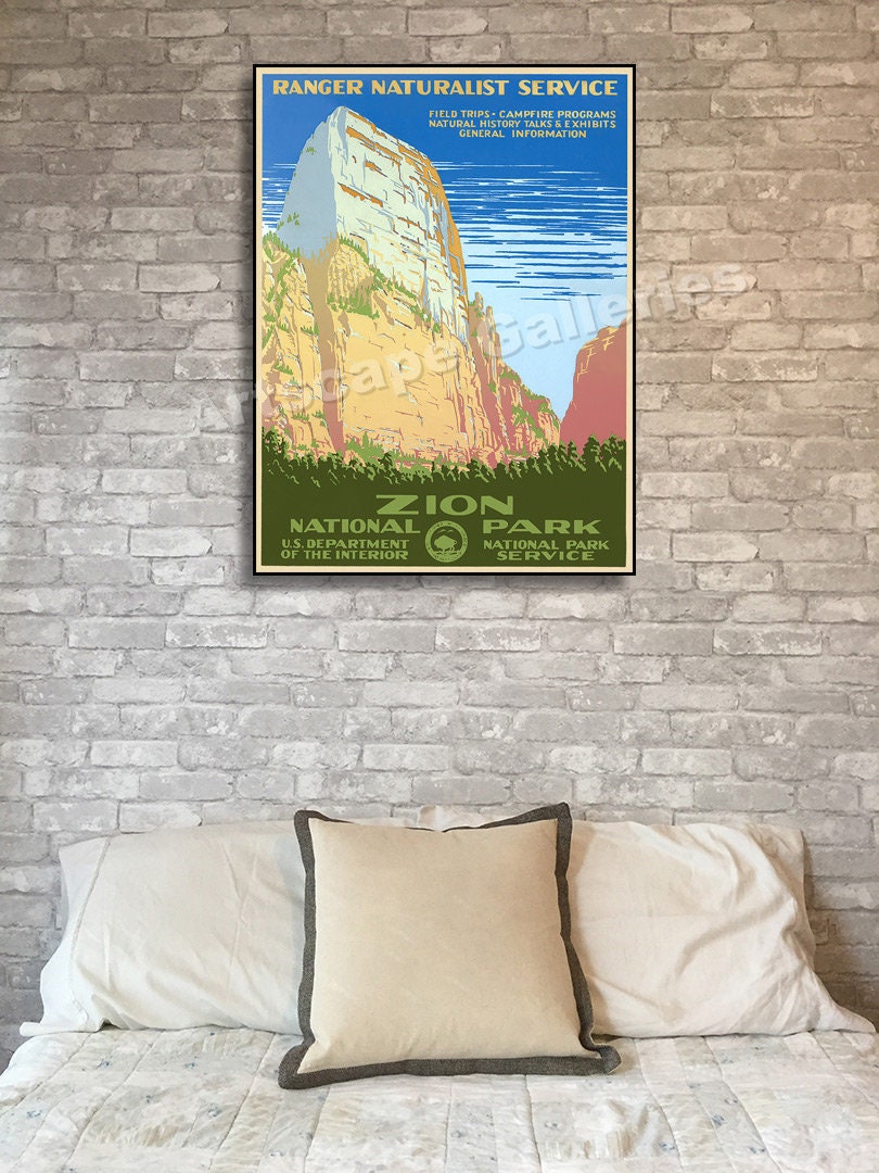1938 Zion National Park Ranger Naturalist Vintage WPA Travel Poster ...