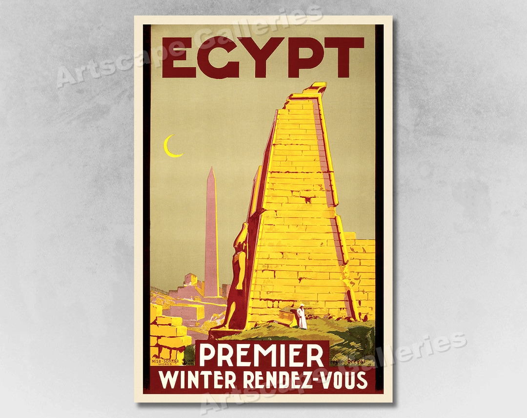1940s Visit Egypt - Pyramid - Ruins Vintage Style Travel Poster - Etsy