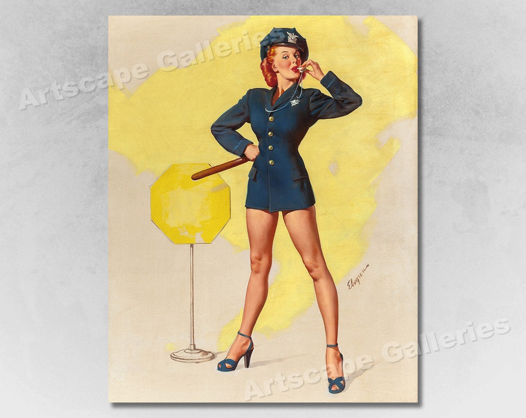 Stop! "a Real Stopper" Vintage Style Elvgren Police Woman Pin-up Girl ...