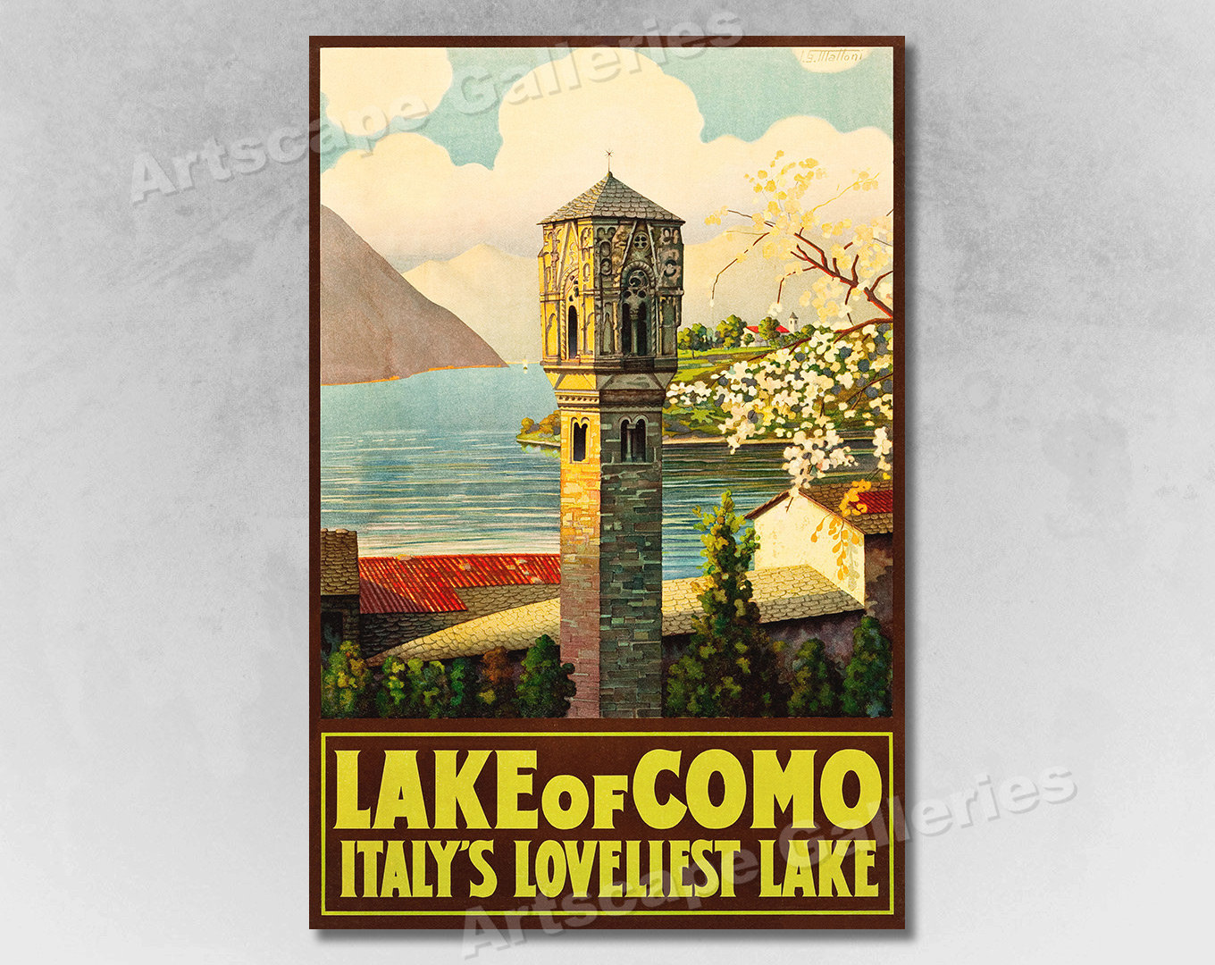 1920s Lake Como Vintage Style Travel Poster Italy | Etsy