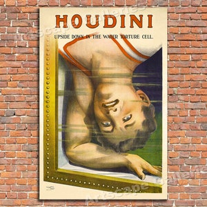 Harry Houdini Water Torture Cell 1913 Vintage Style Magic Poster - Etsy