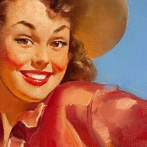 Western Vintage Style Elvgren Pin-up Girl Poster"beat That" Cowgirl - Etsy
