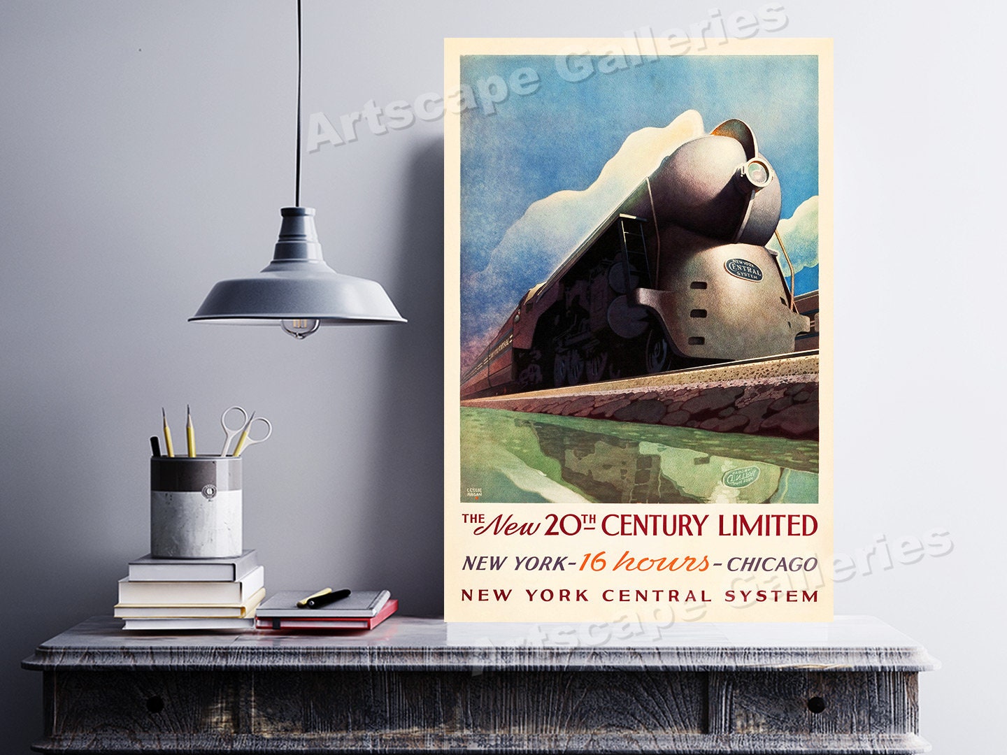 New York Central Line 20th Century Limited Vintage Railroad Travel Poster