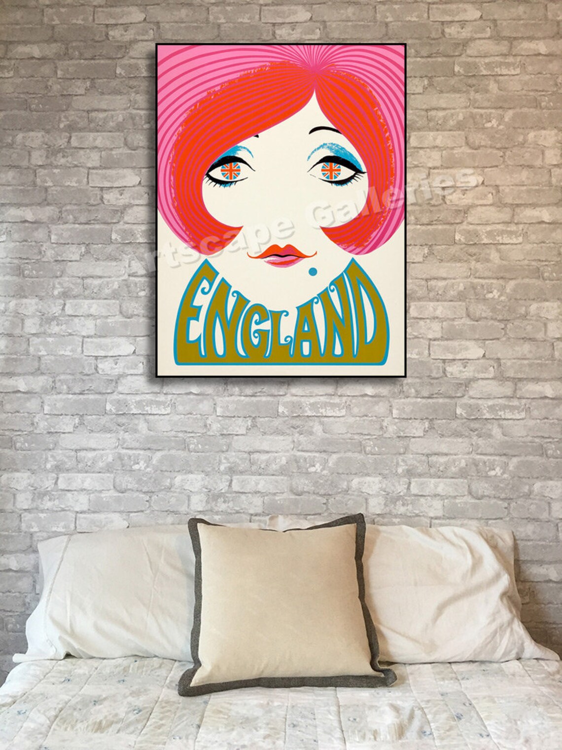 1960s "england" Vintage Style British Flag Travel Poster - Etsy