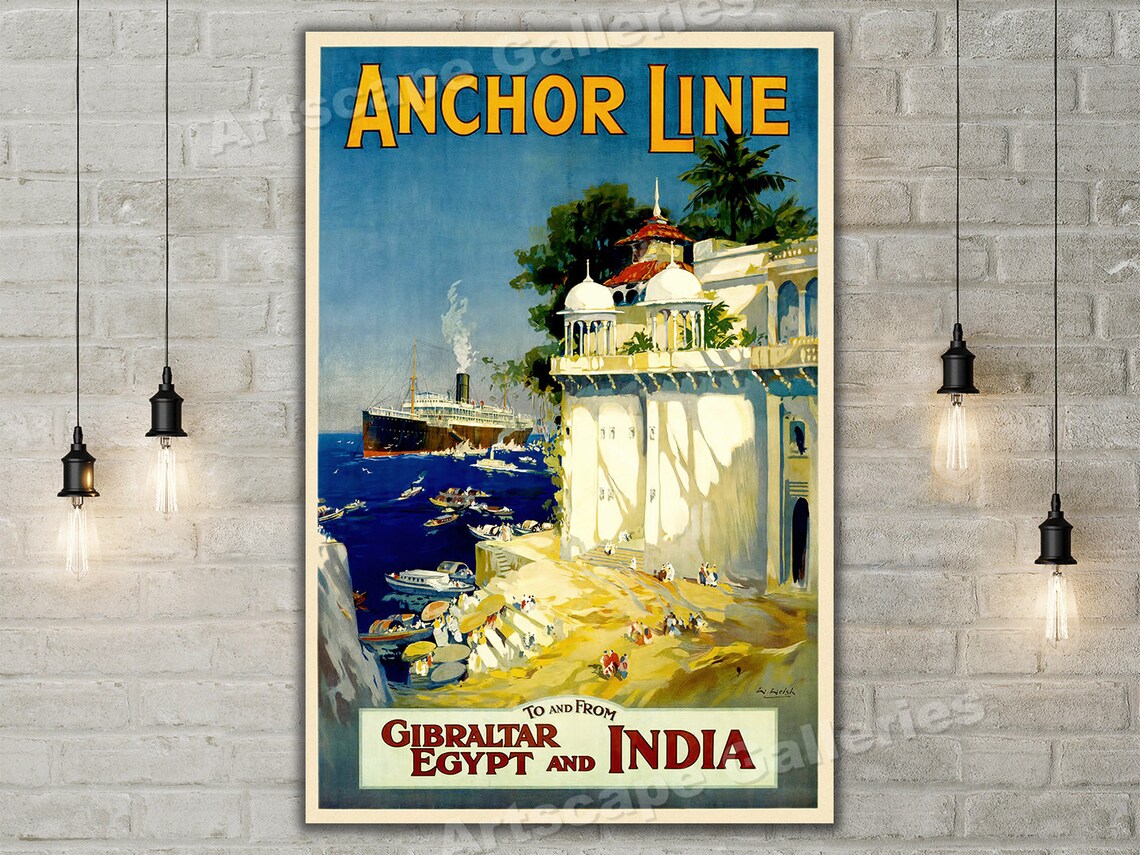 1930s "anchor Line" Gibraltar to India Vintage Style Travel Poster - Etsy
