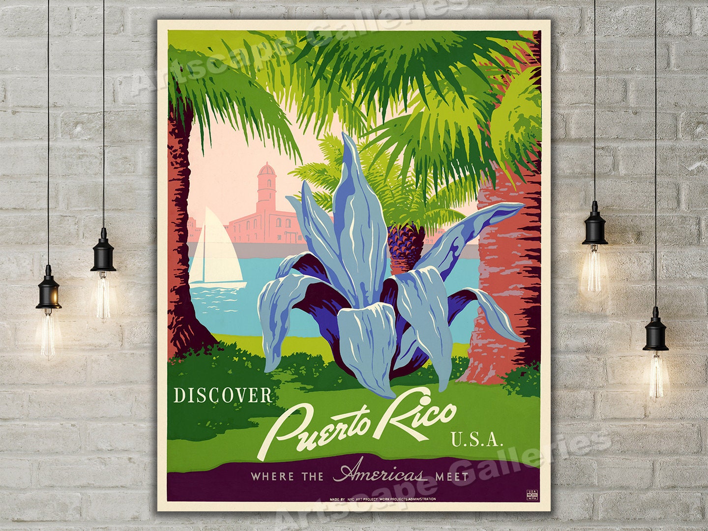 Discover Puerto Rico 1930s Vintage Style WPA Travel Poster sold by ...