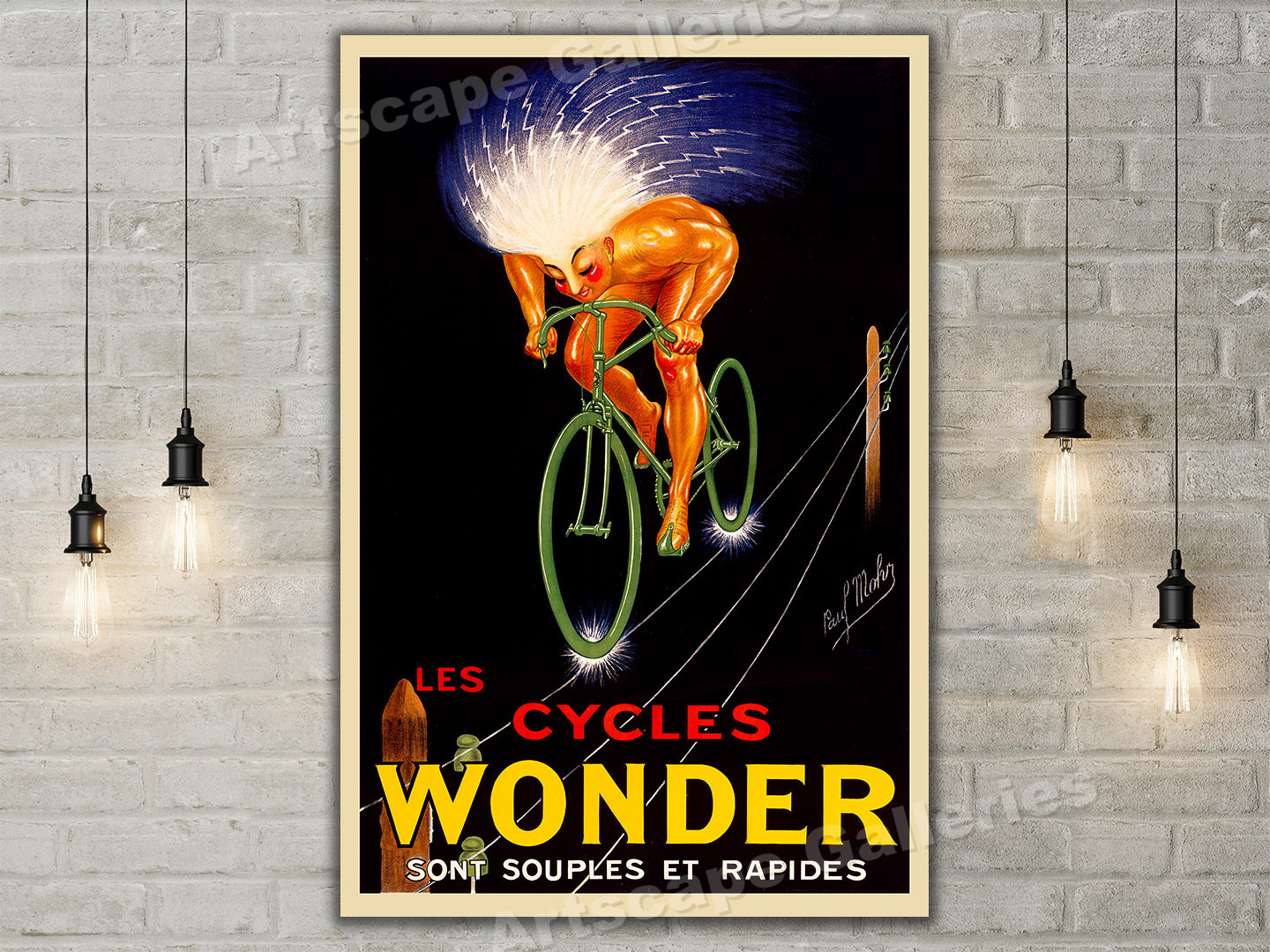 1920s Classic Bicycle Poster - "Les Cycles Wonder" Flexible And Fast ...