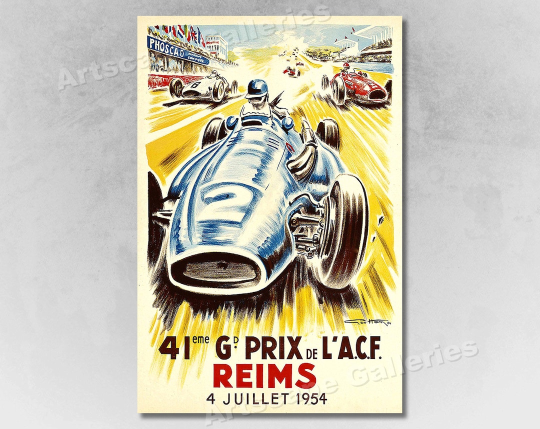 Reims Grand Prix Auto Race 1954 French Racing Poster - Etsy