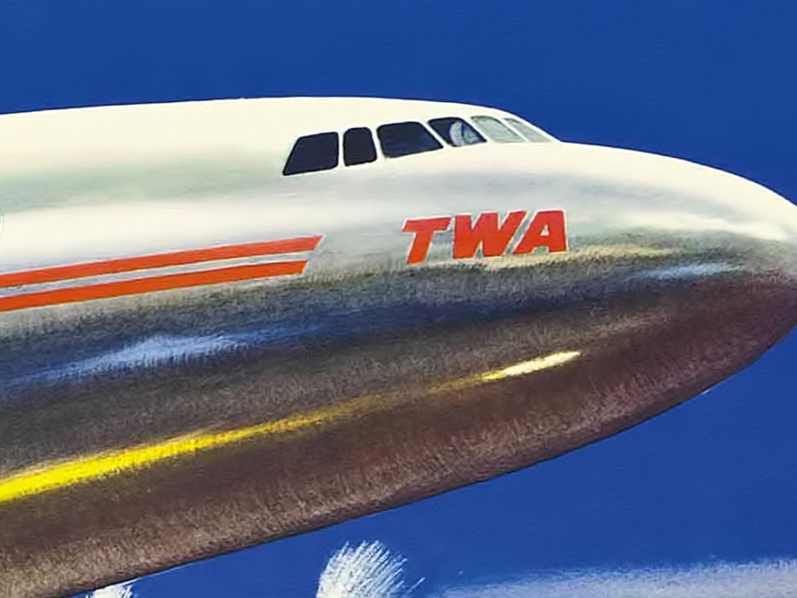 TWA Trans World Airlines 1950s Vintage Style Aviation Travel - Etsy