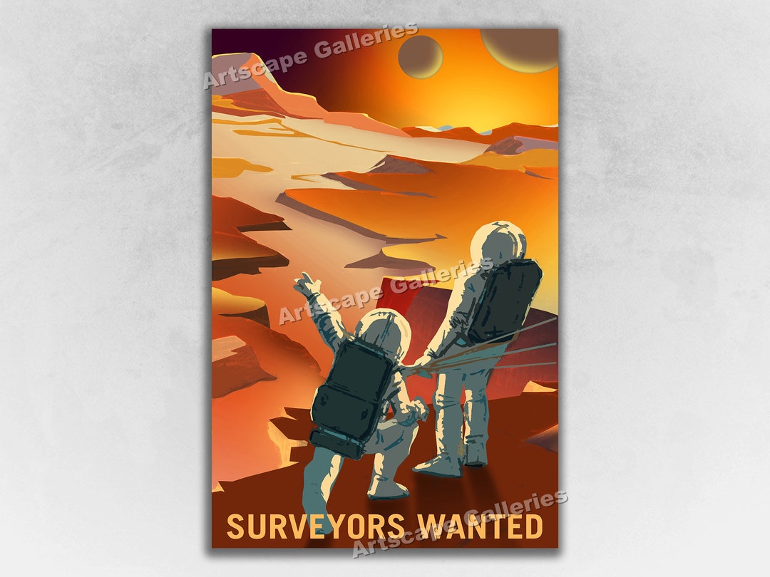 Surveyors Wanted on Mars - Outer Space Exploration Retro NASA Space ...