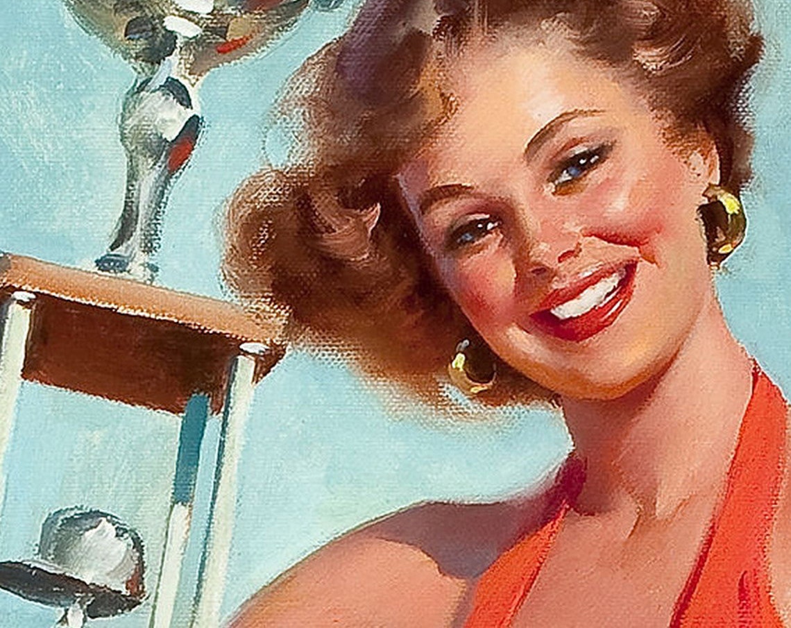 Racing victory Vintage Style Elvgren Pin-up Girl - Etsy