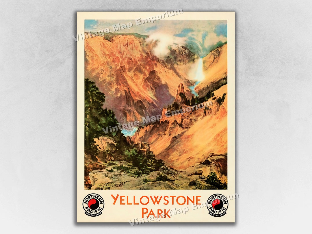 1924 Yellowstone National Park Waterfall - Yellowstone National Park ...