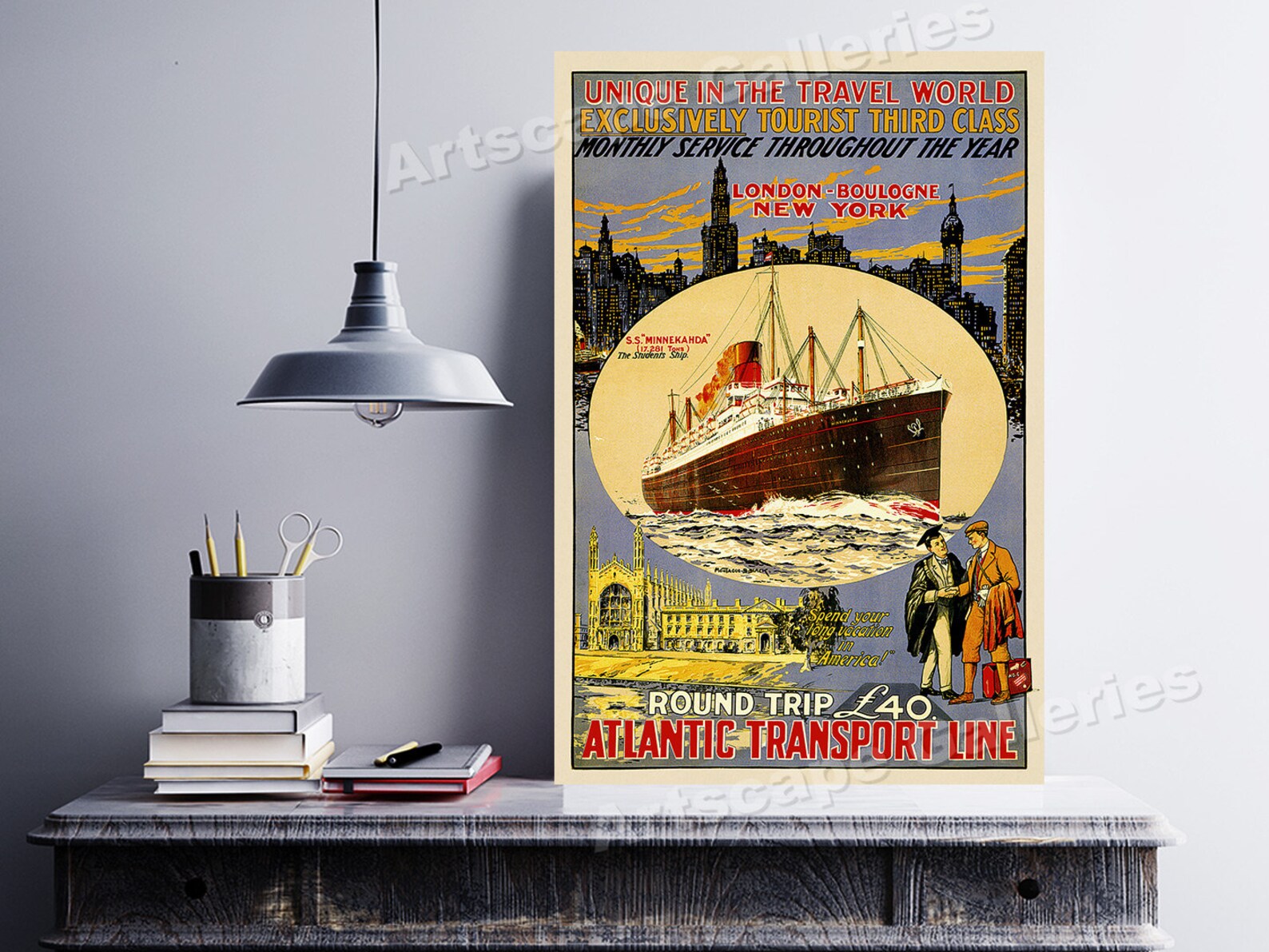 Atlantic Transport Line London to New York 1920s Travel Poster - Etsy