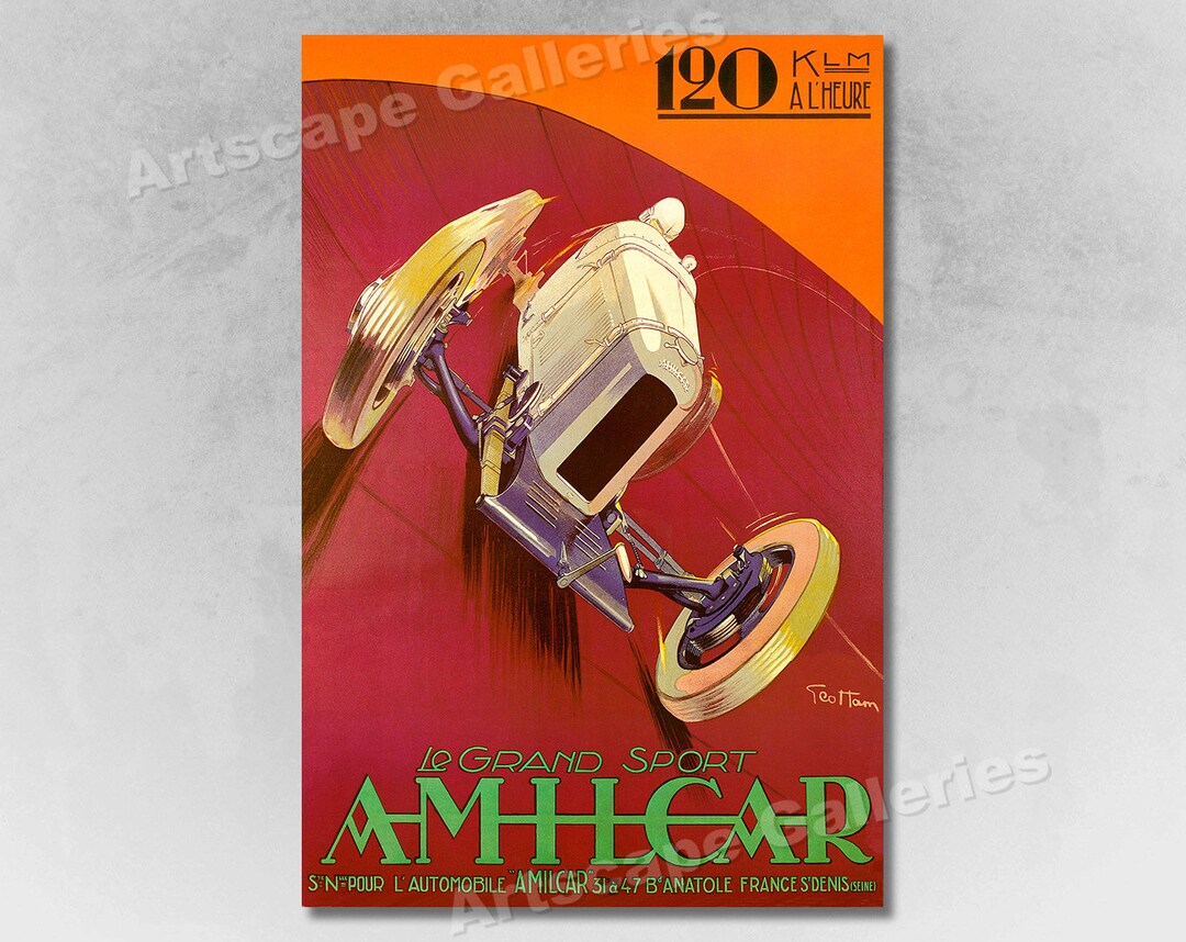 1920s "amilcar" Vintage Style Grand Prix Auto French Race Poster - Etsy