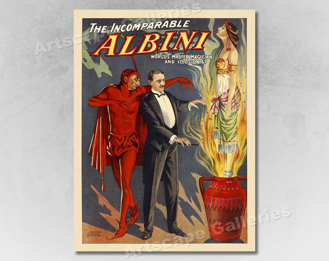 Albini the Incomparable Magician - 1911 Vintage Style Magic Poster - Etsy