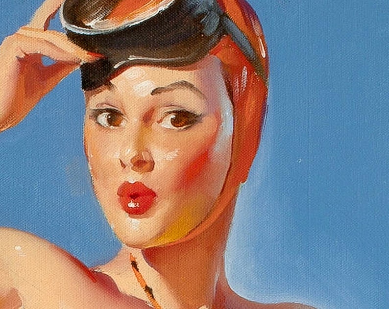 1952 "surprising Catch" Vintage Style Elvgren Pin-up Girl Fishing ...