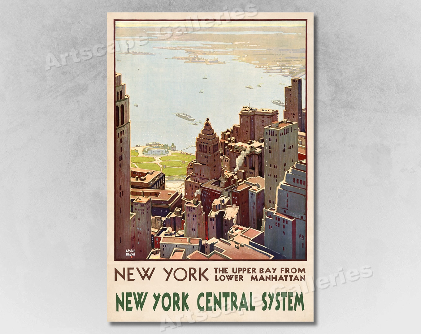 1920s Lower Manhattan NY Central System Vintage Style Travel Poster - Etsy