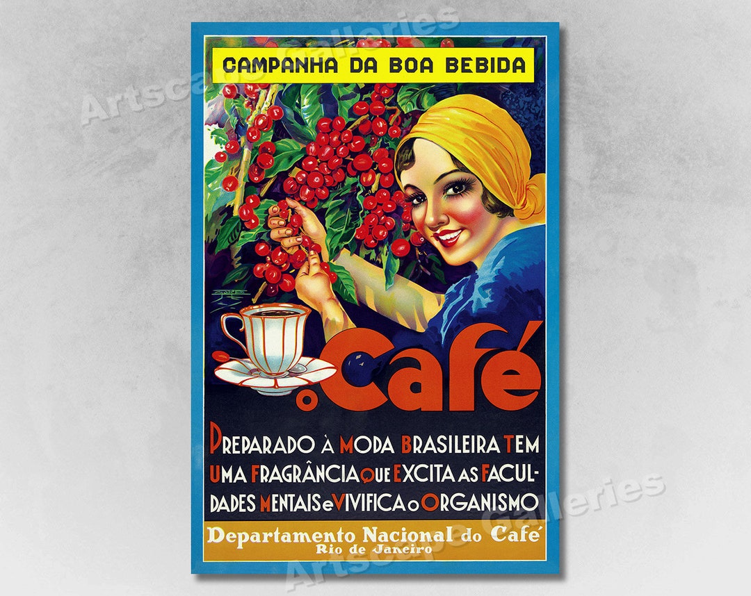 1930s Classic Coffee Vintage Art Poster "rio De Janeiro Cafe" - Etsy