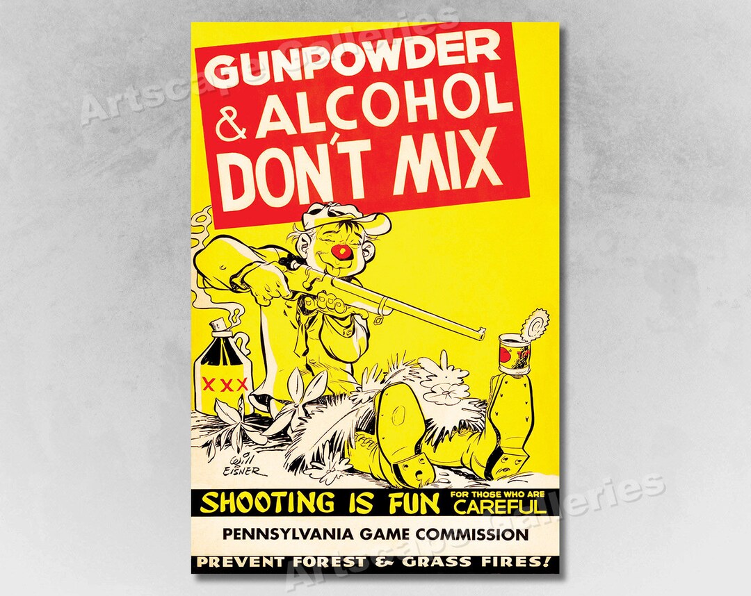 Unusual 1950s Gun Safety Poster Gunpowder & Alcohol Don't Mix - Etsy