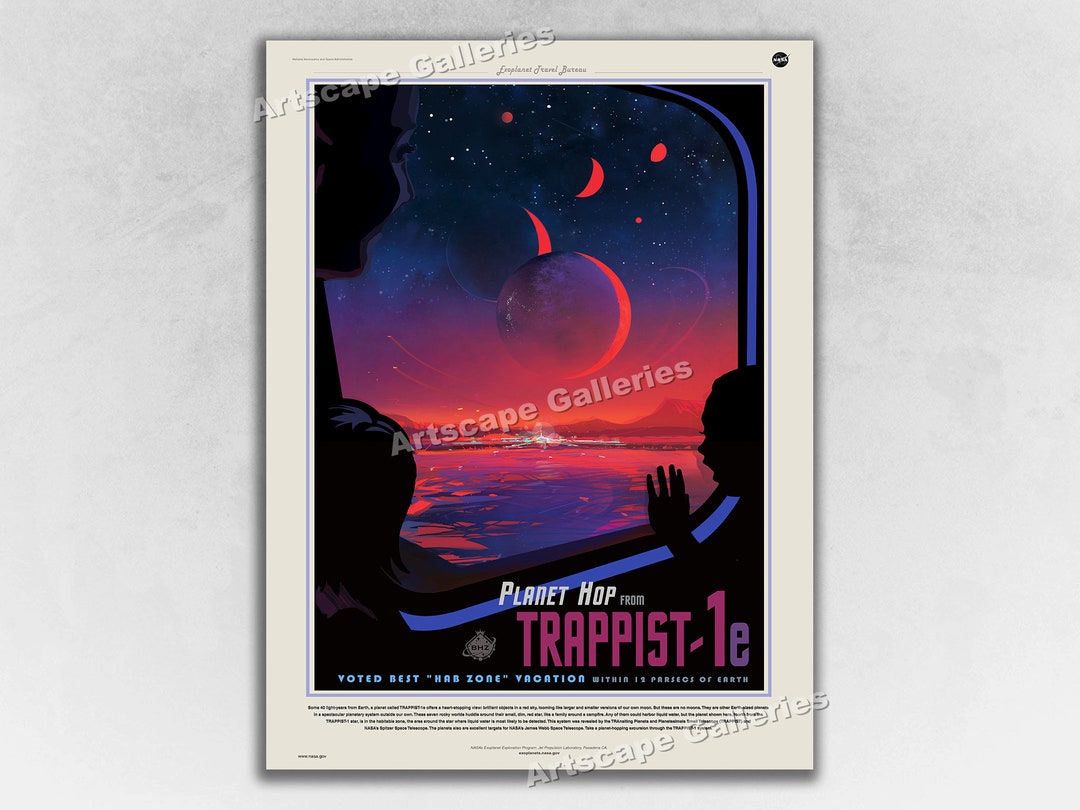 Planet Hop on Trappist-1e - NASA JPL Retro Vintage Style Space Travel ...