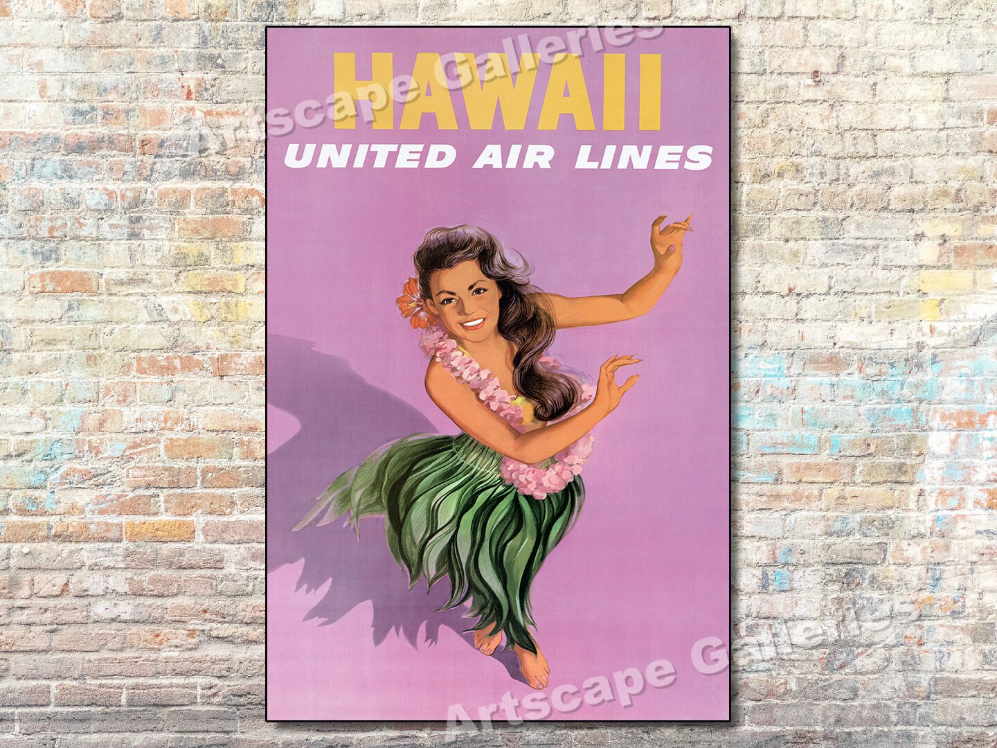 Hawaii 1960s Hula Girl Vintage Style Travel Poster | Etsy